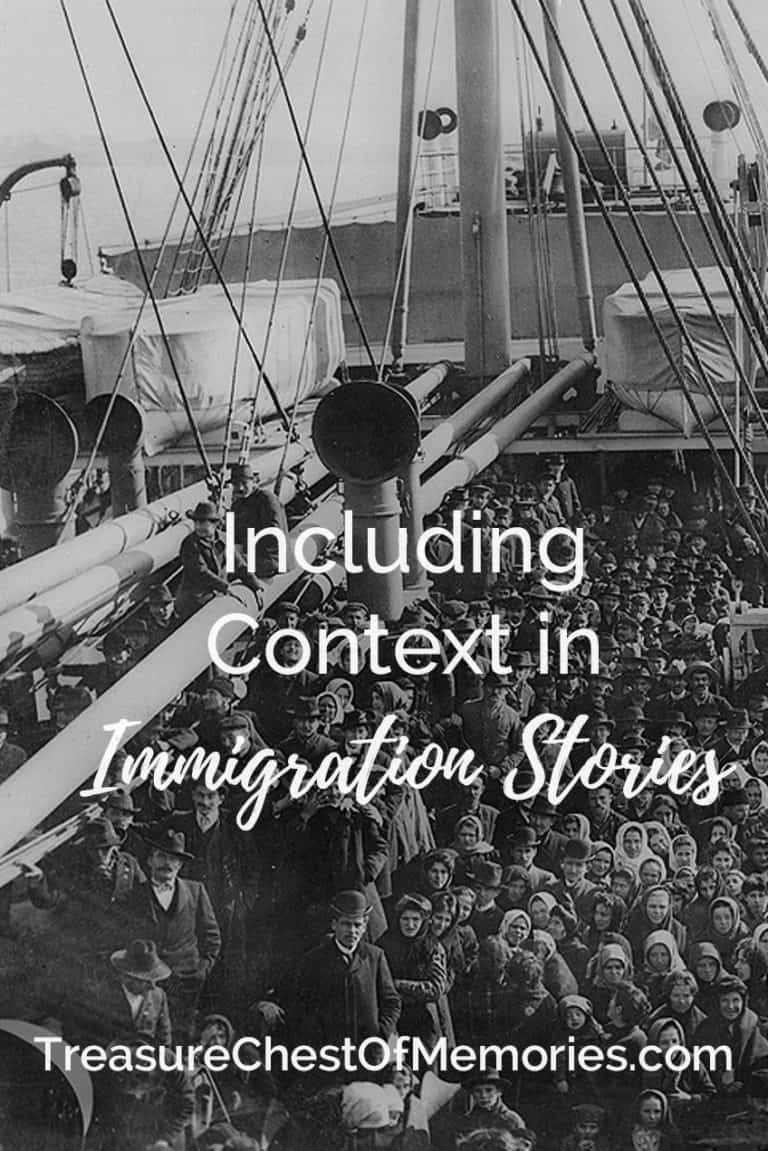 Including context in Immigration Stories - Treasure Chest of Memories